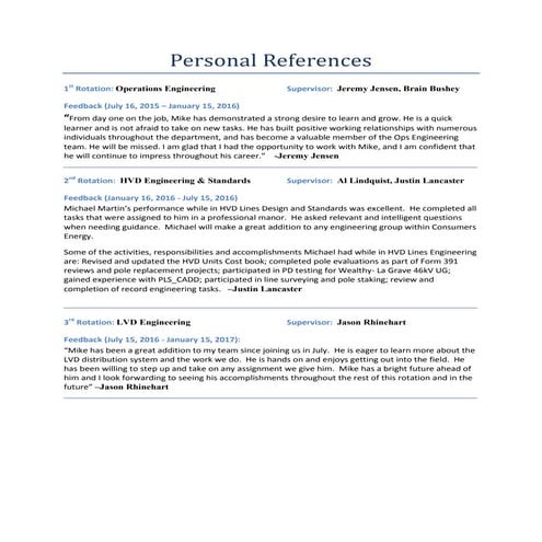 Personal References | PDF