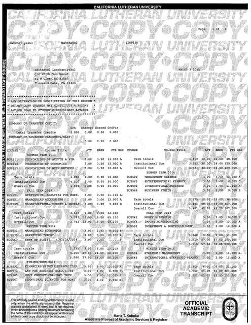 Transcrpt Master Degree 2 | PDF