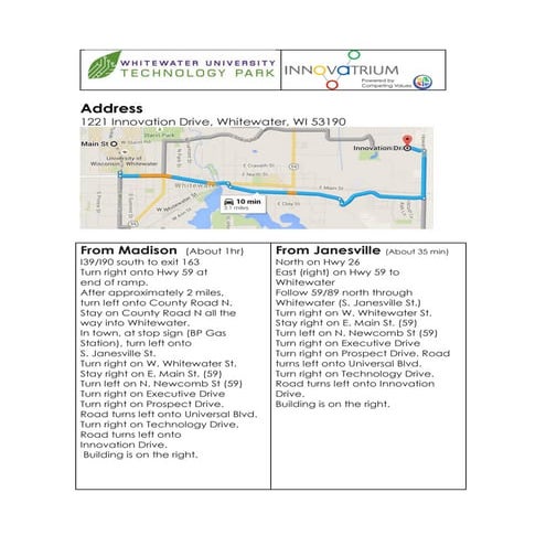 Map & Address UWW Innovatrium | PDF