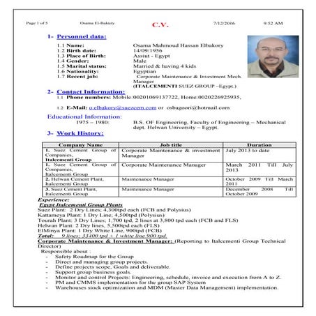 OSAMA CV Jan. 2016 | PDF