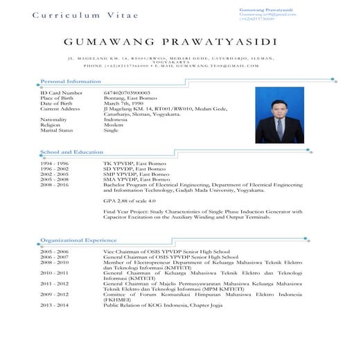 Gumawang Prawatyasidi CV August 2016 | PDF