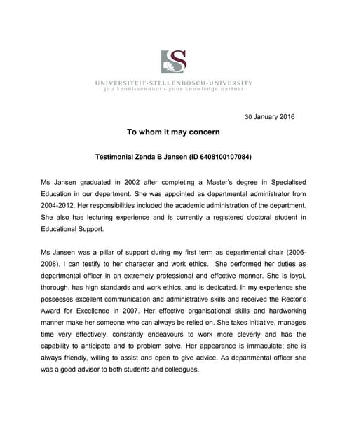 Tristan D'souza Reference by Dr. Glenday | PDF | Education