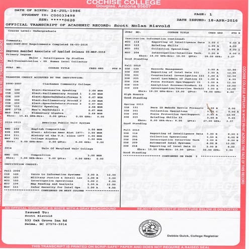 Cochise AA Degree transcript | PDF