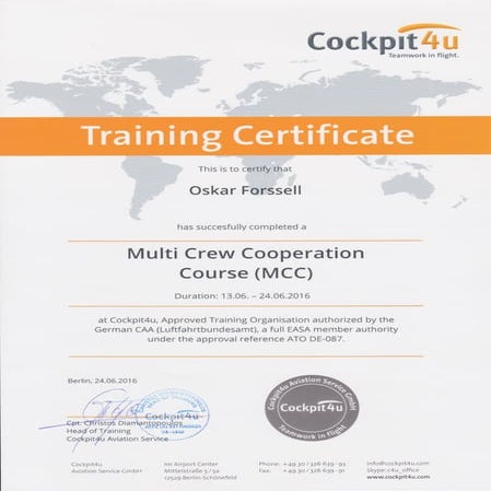 MCC Training Certificate | PDF