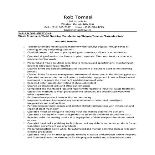 Rob Tomasi Resume | DOC