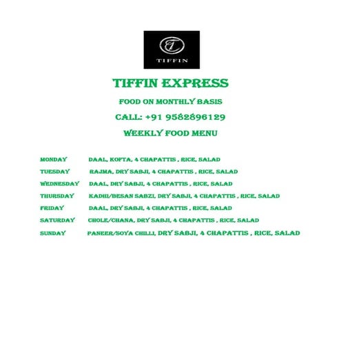 TIFFIN EXPRESS Menu | PDF | World Cuisines | Food & Drink