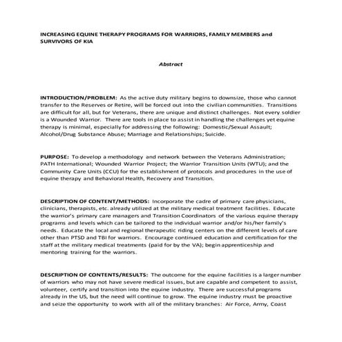 PATH Abstract_EqTherapy_Veterans | PDF | Physical Therapy | Wellness