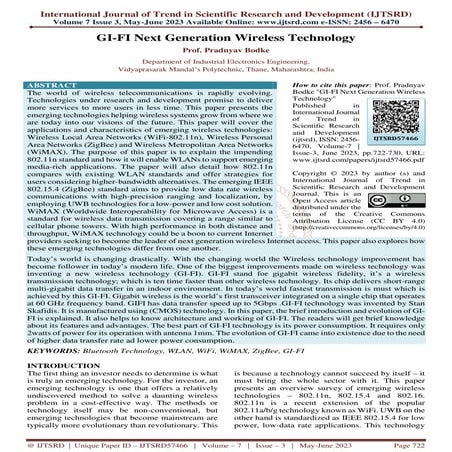 GI FI Next Generation Wireless Technology | PDF | Internet of Things | Internet