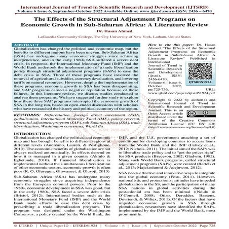 The Effects of the Structural Adjustment Programs on Economic Growth in ...
