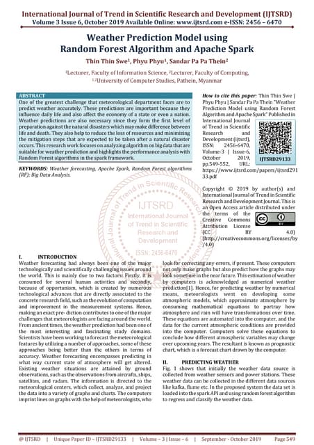 Weather Prediction Model Using Random Forest Algorithm And Apache Spark Pdf