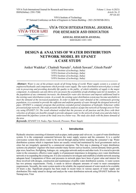 General presentation EPANET tutoriasls one | PDF