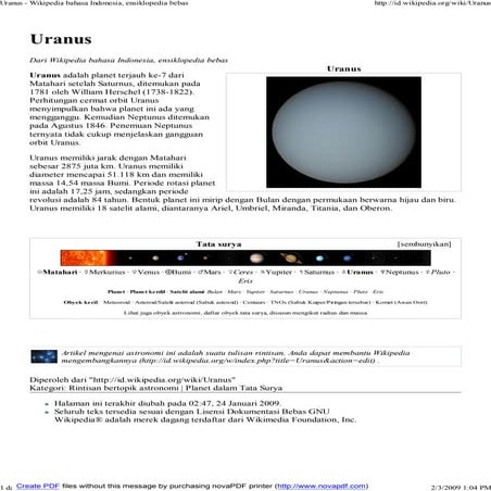 Tata Surya (URANUS) | PDF