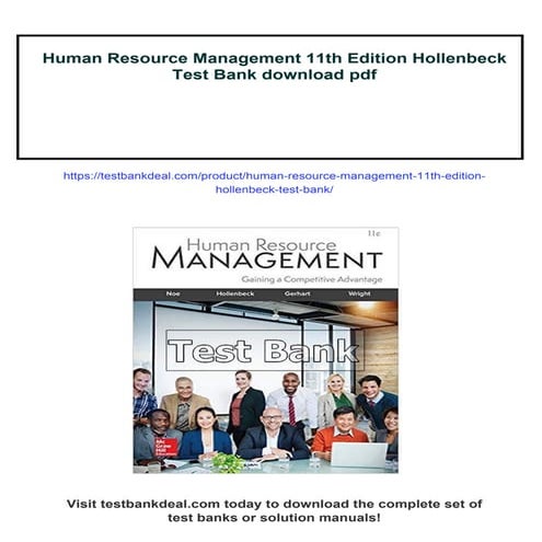 Human Resource Management 11th Edition Hollenbeck Test Bank | PDF