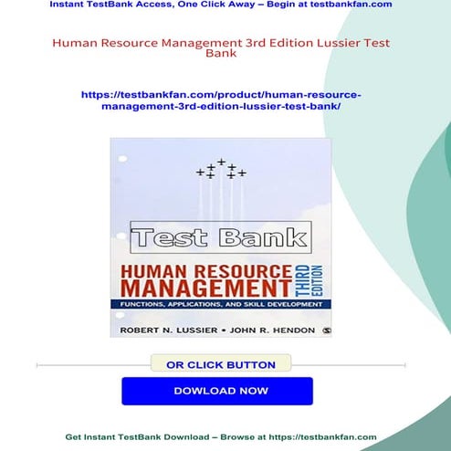 Human Resource Management 3rd Edition Lussier Test Bank | PDF