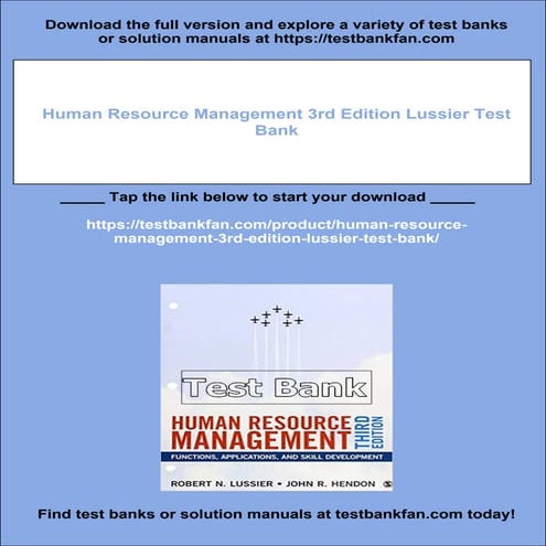 Human Resource Management 3rd Edition Lussier Test Bank | PDF