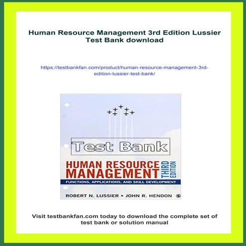 Human Resource Management 3rd Edition Lussier Test Bank | PDF