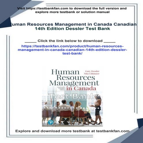Human Resources Management in Canada Canadian 14th Edition Dessler Test ...