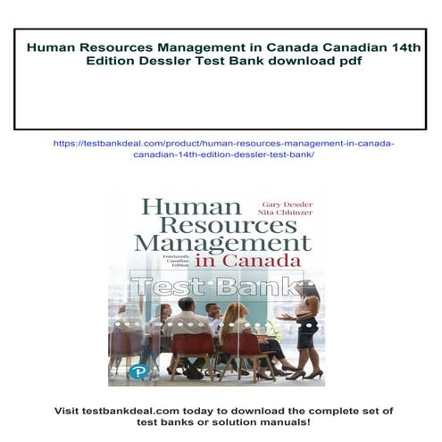 Human Resources Management in Canada Canadian 14th Edition Dessler Test ...