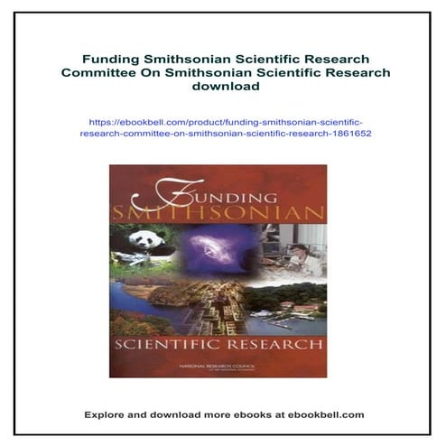 Funding Smithsonian Scientific Research Committee On Smithsonian ...