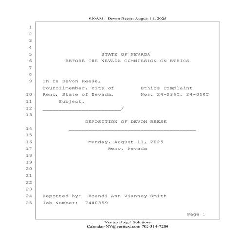 Reno council member Devon Reese's ethics investigation deposition | PDF