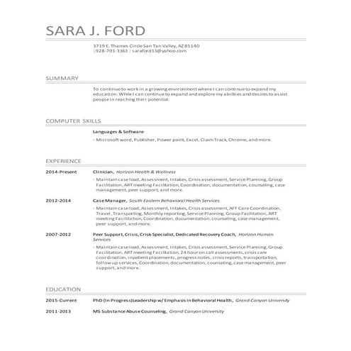 Sara J Resume | DOCX