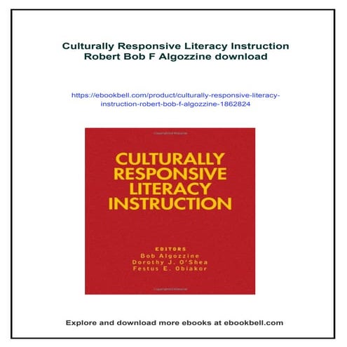 Culturally Responsive Literacy Instruction Robert Bob F Algozzine | PDF