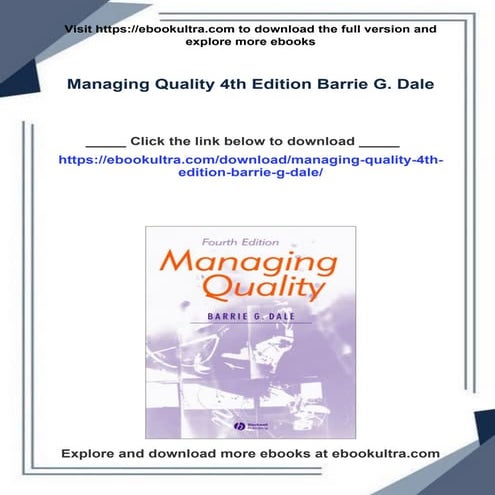 Managing Quality 4th Edition Barrie G. Dale | PDF