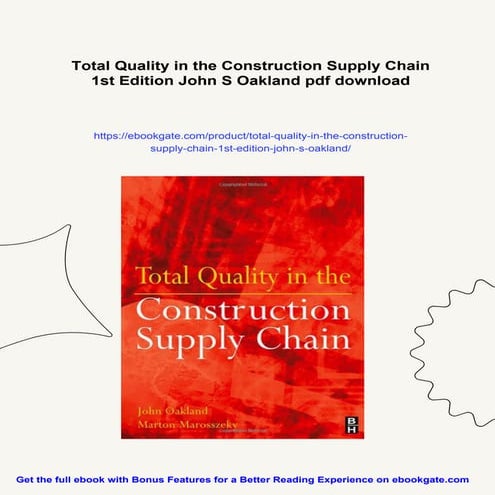 Total Quality in the Construction Supply Chain 1st Edition John S ...