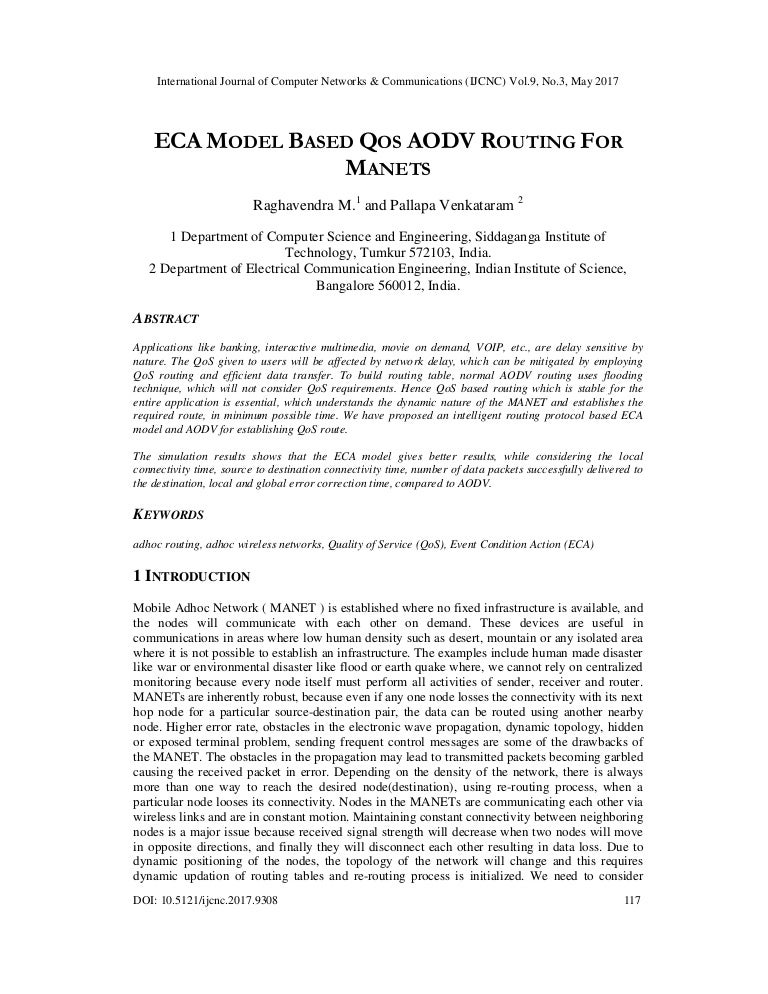 Eca Model Based Qos Aodv Routing For Manets