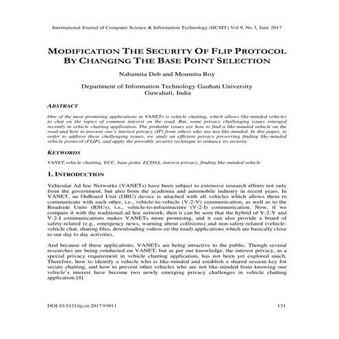 Modification the Security of Flip Protocol by Changing the Base Point Selection | PDF
