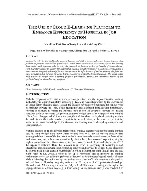 AN OVERVIEW OF CLOUD COMPUTING FOR E-LEARNING WITH ITS KEY BENEFITS ...