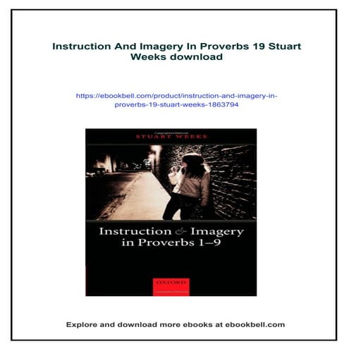 Instruction And Imagery In Proverbs 19 Stuart Weeks | PDF