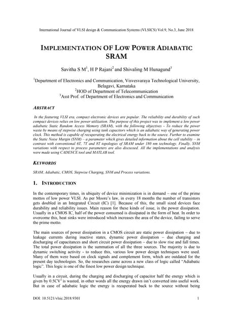 Implementation Of Low Power Adiabatic Sram Pdf