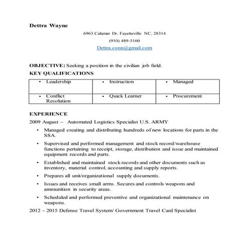 Dettra wayne resume | PDF