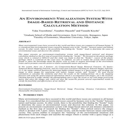 AN ENVIRONMENT-VISUALIZATION SYSTEM WITH IMAGE-BASED RETRIEVAL AND DISTANCE CALCULATION METHOD | PDF