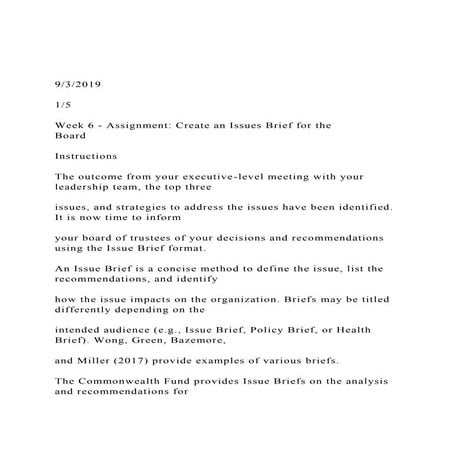 93201915Week 6 - Assignment Create an Issues Brief.docx