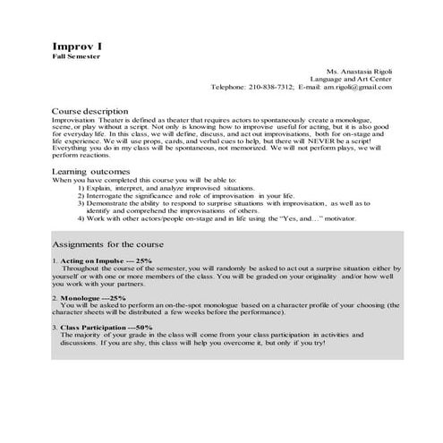 Improv Syllabus | DOCX