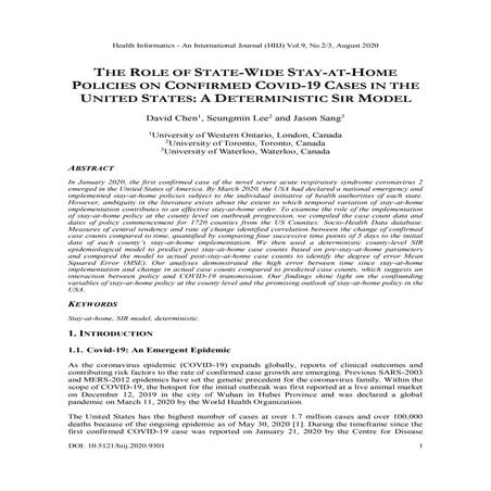 THE ROLE OF STATE-WIDE STAY-AT-HOME POLICIES ON CONFIRMED COVID-19 ...
