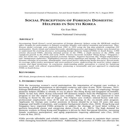 Social Perception of Foreign Domestic Helpers in South Korea | PDF