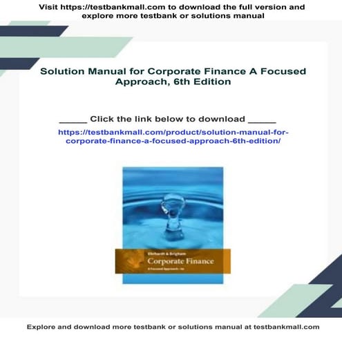 Solution Manual for Corporate Finance A Focused Approach, 6th Edition | PDF