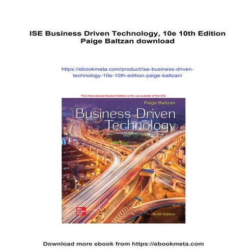 ISE Business Driven Technology, 10e 10th Edition Paige Baltzan | PDF