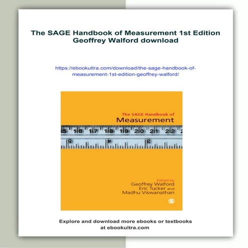 The SAGE Handbook of Measurement 1st Edition Geoffrey Walford | PDF