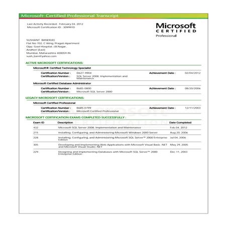 Ms learning transcript | PDF