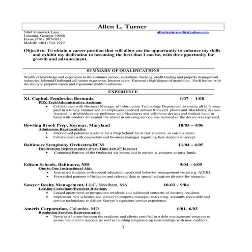 Allen's Resume | DOC