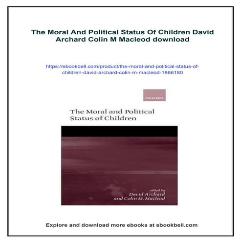 The Moral And Political Status Of Children David Archard Colin M ...