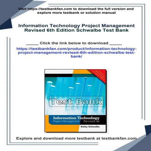 Information Technology Project Management Revised 6th Edition Schwalbe ...