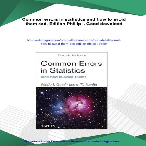 Common errors in statistics and how to avoid them 4ed. Edition Phillip I. Good | PDF