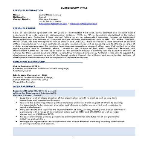 Jamal Hassan Musa (CV 2015) | PDF