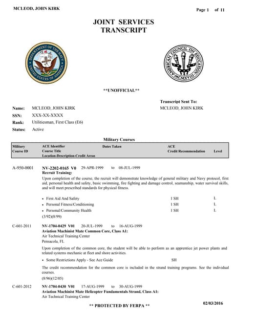 Military Training Recieved | PDF