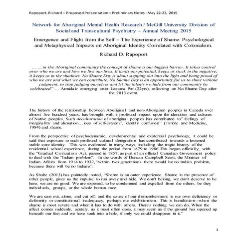 Richard Rapoport - McGill University Division of Social & Transcultural ...